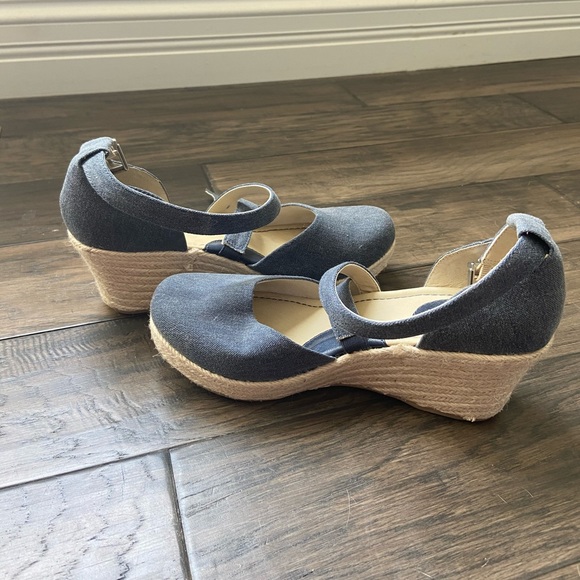 boc | Shoes | Boc Blue Wedge Sandals | Poshmark